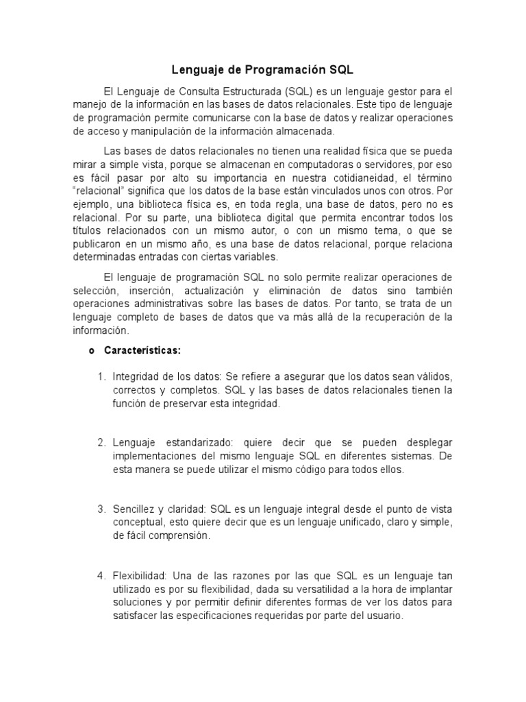 Lenguaje de Programación SQL | PDF | SQL | Servidor SQL de Microsoft