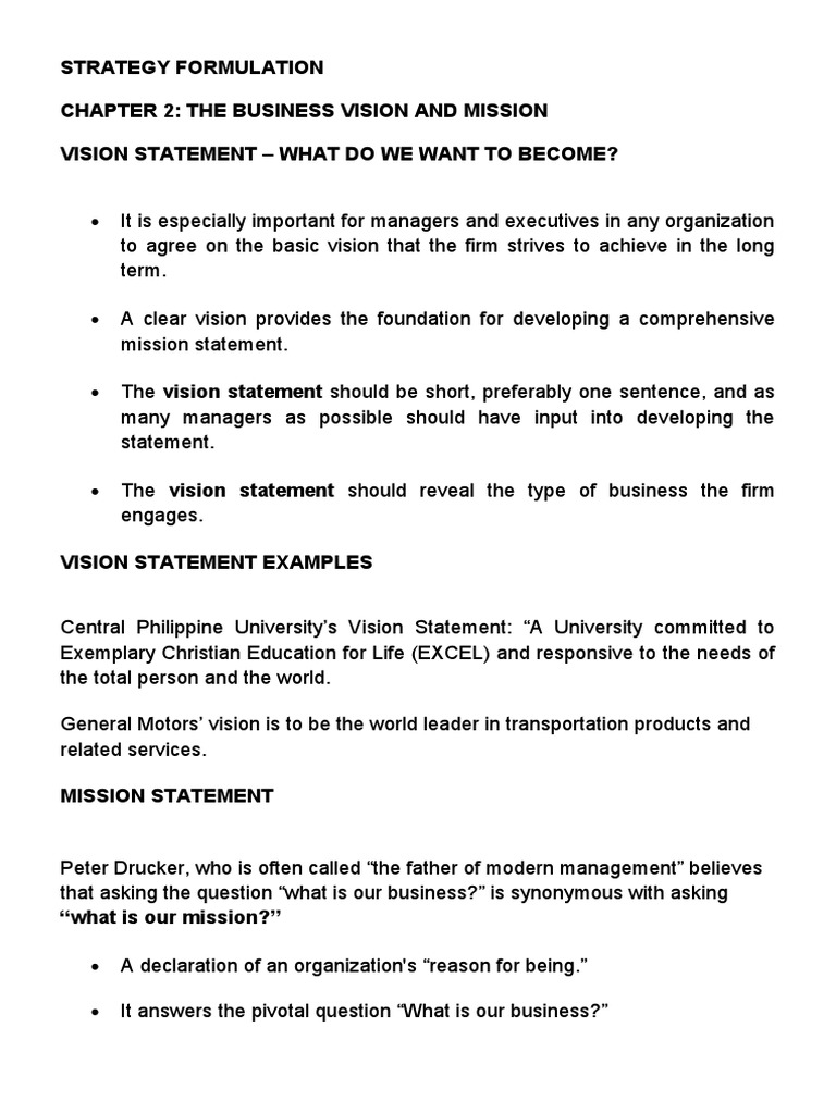 Developing an Effective Vision and Mission: Guidance on Crafting ...