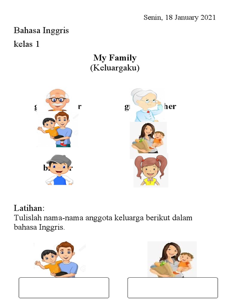 Soal Bahasa Inggris Keluarga Kelas 1 | PDF