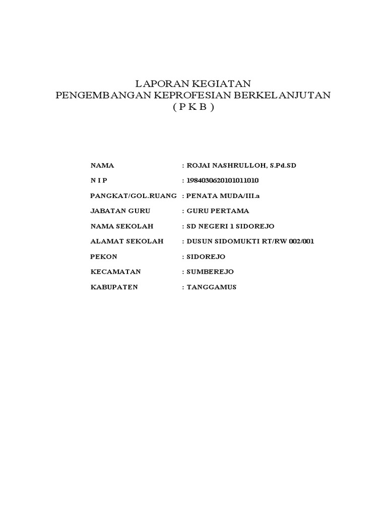 Contoh Laporan PKB | PDF | Karier & Perkembangan