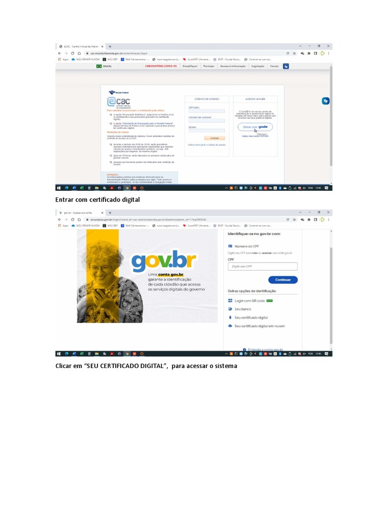 Entrar com certificado digital | PDF