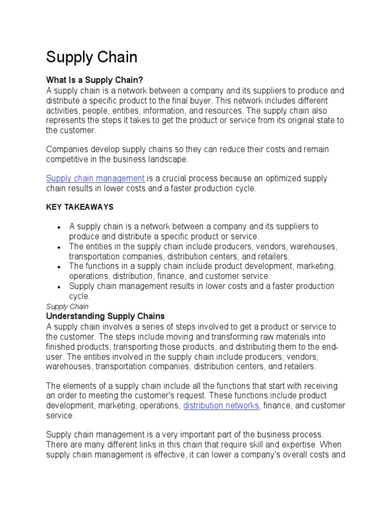 Supply Chain | PDF | Supply Chain | Supply Chain Management