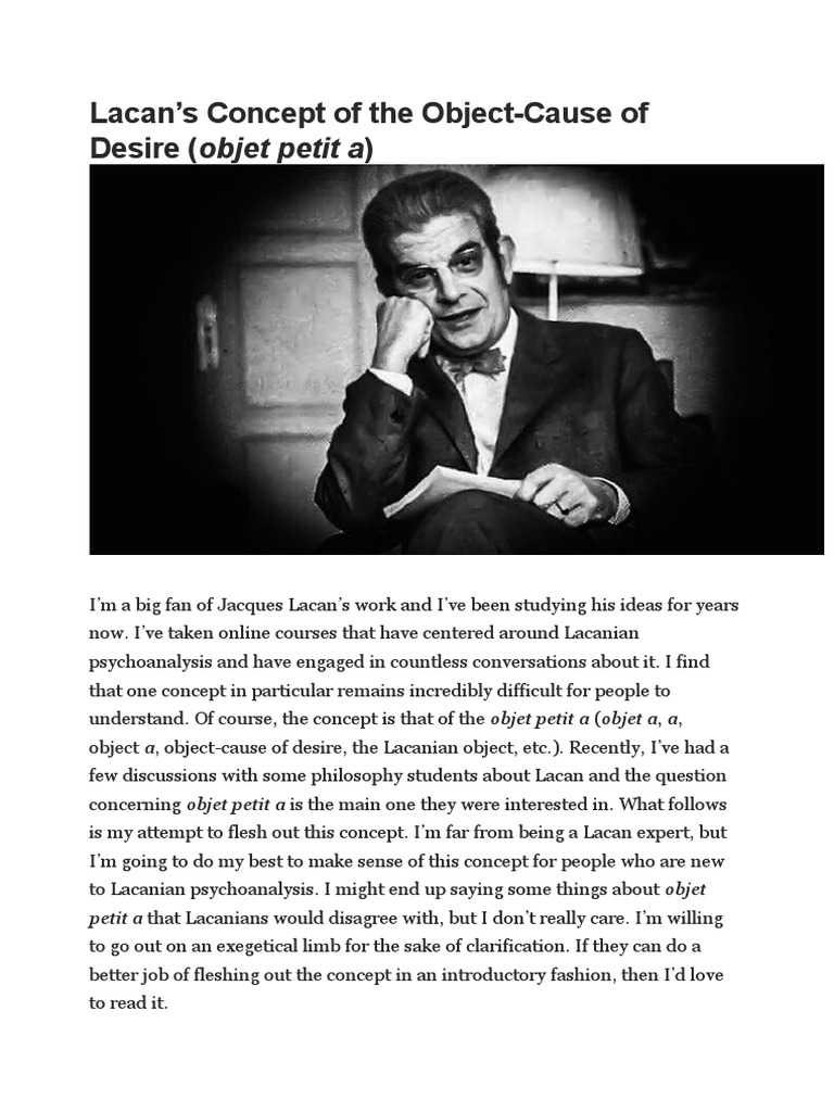Lacan Object A | PDF | Jacques Lacan | Experience