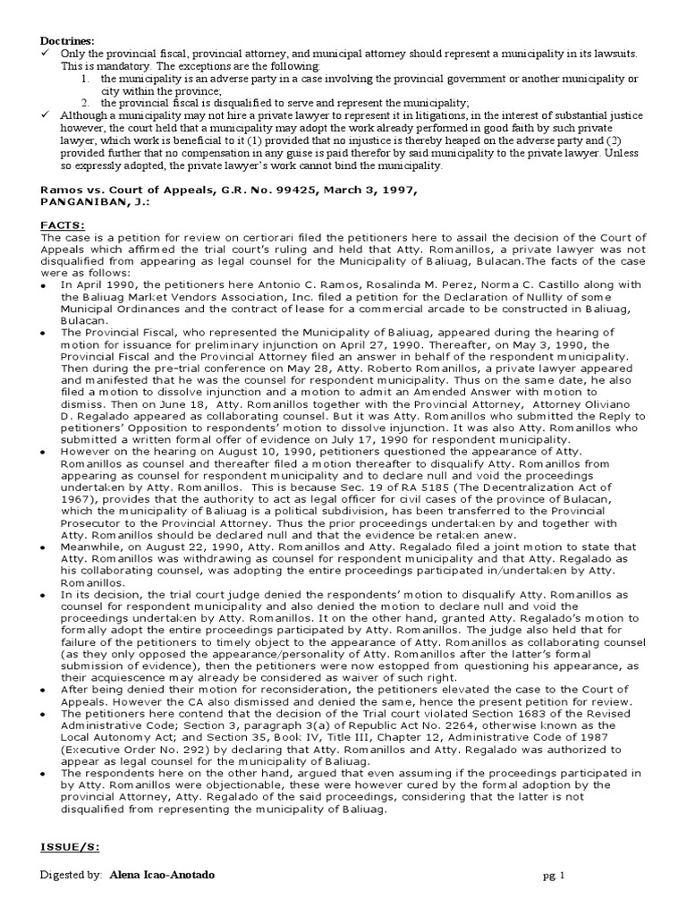 Ramos vs. Court of Appeals Summary | PDF | Lawsuit | Lawyer