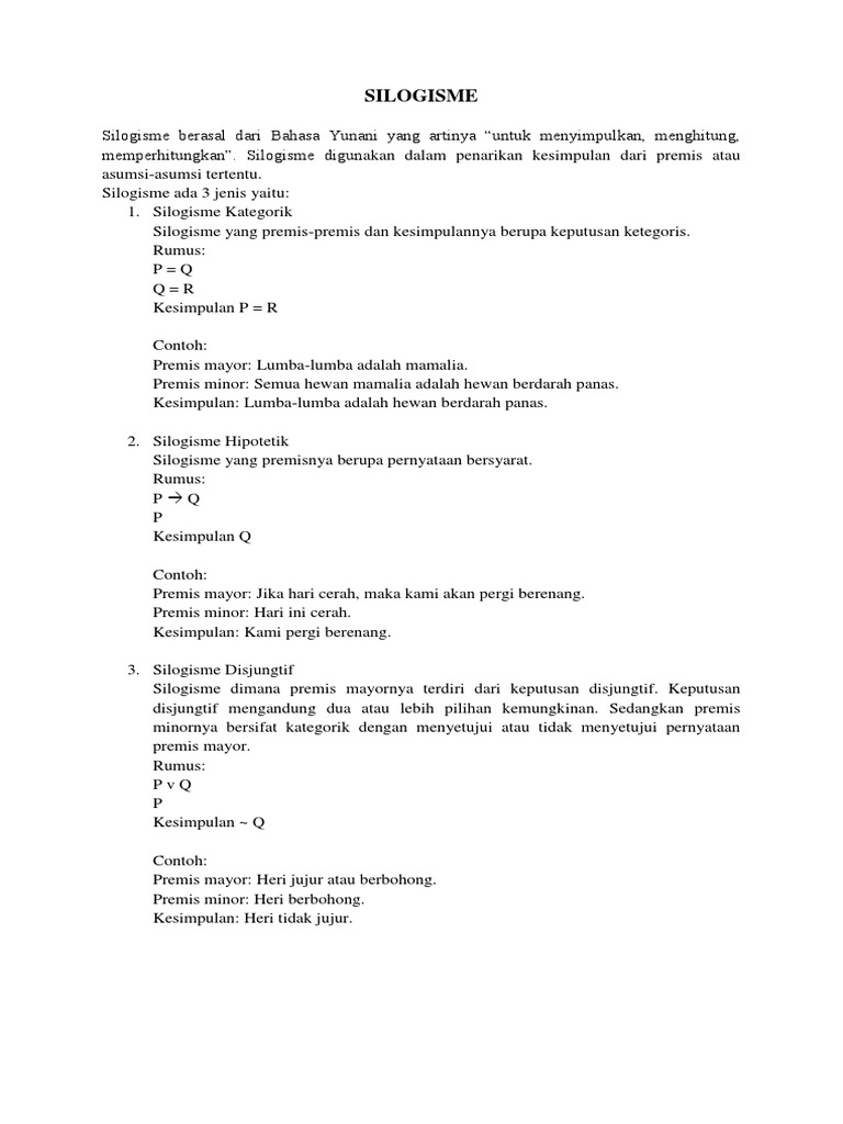 1 Materi Dan Soal Silogisme | PDF