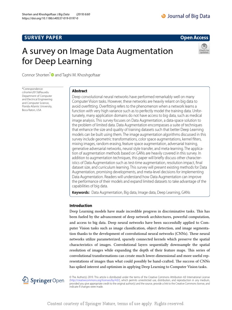 A Survey On Image Data Augmentation For Deep Learn Pdf Deep Learning Computer Vision 9892