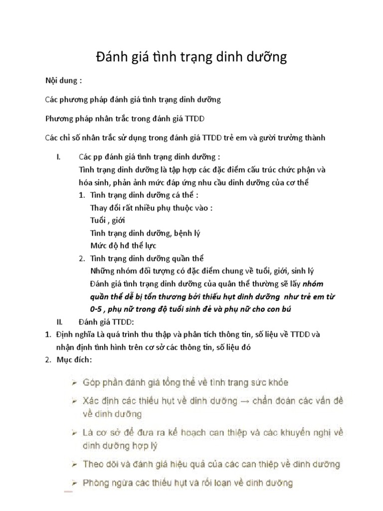 Đánh Giá Tình TR NG Dinh Dư NG | PDF