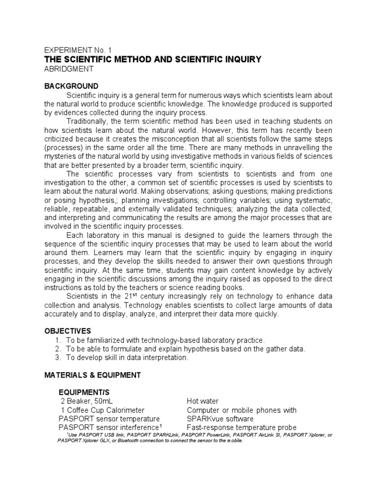Scientific Inquiry and Data Analysis Lab | PDF | Scientific Method ...