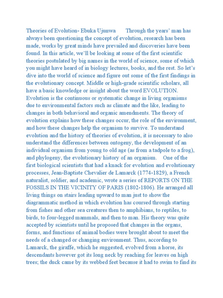 Theories of Evolution | PDF | Evolution | Heredity