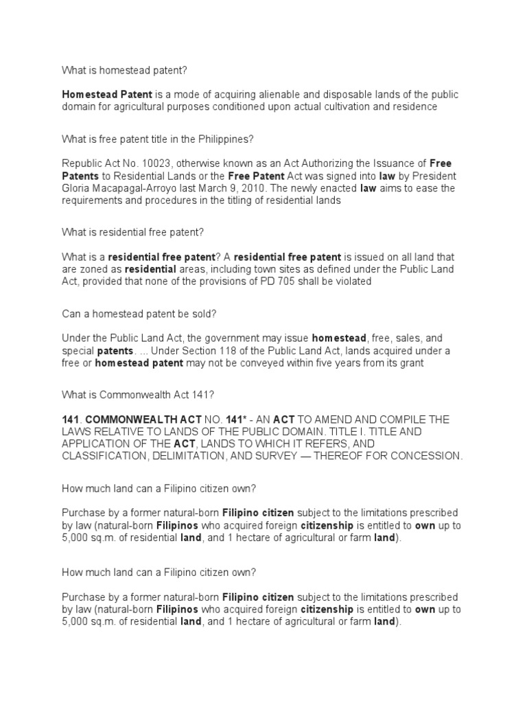What Is Homestead Patent | PDF | Patent | Citizenship