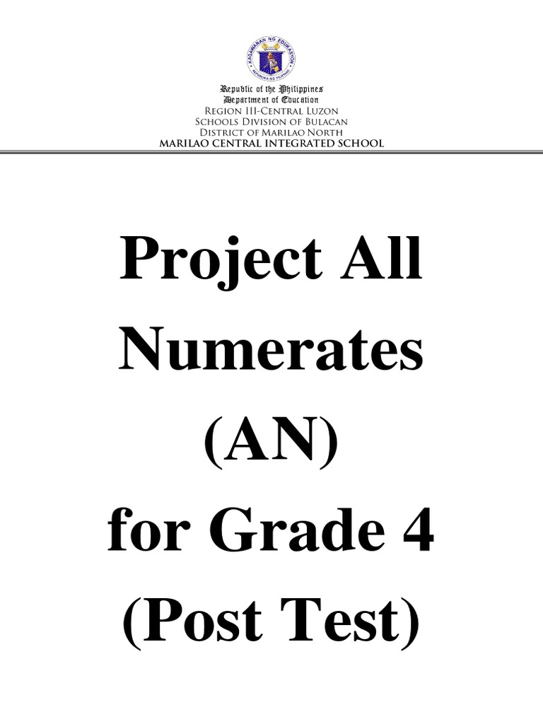 GRD 4 - PROJECT AN - Post Test | PDF | Mathematics