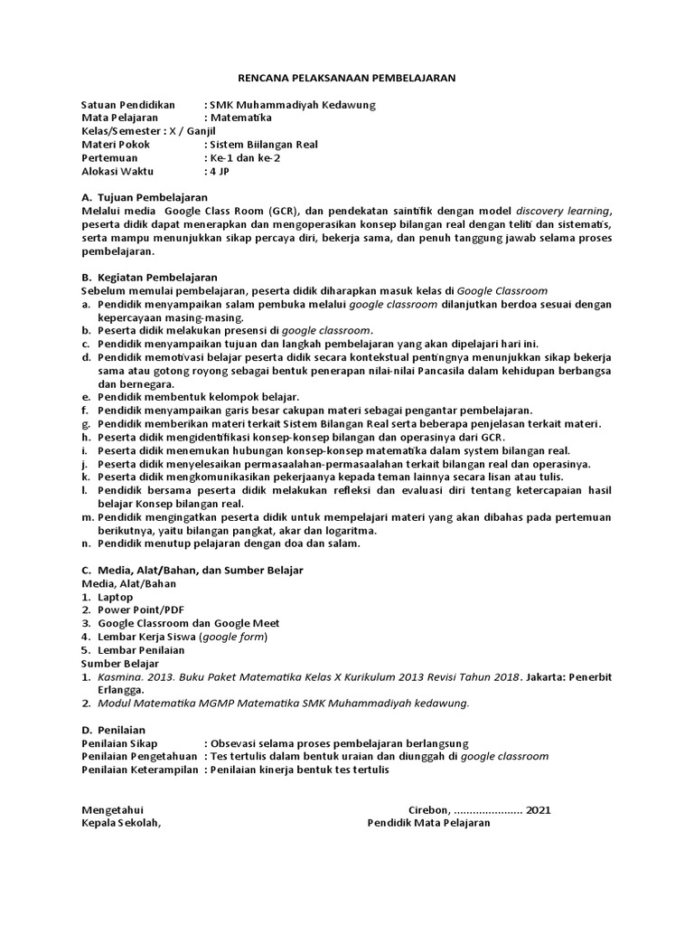 Contoh RPP Daring | PDF