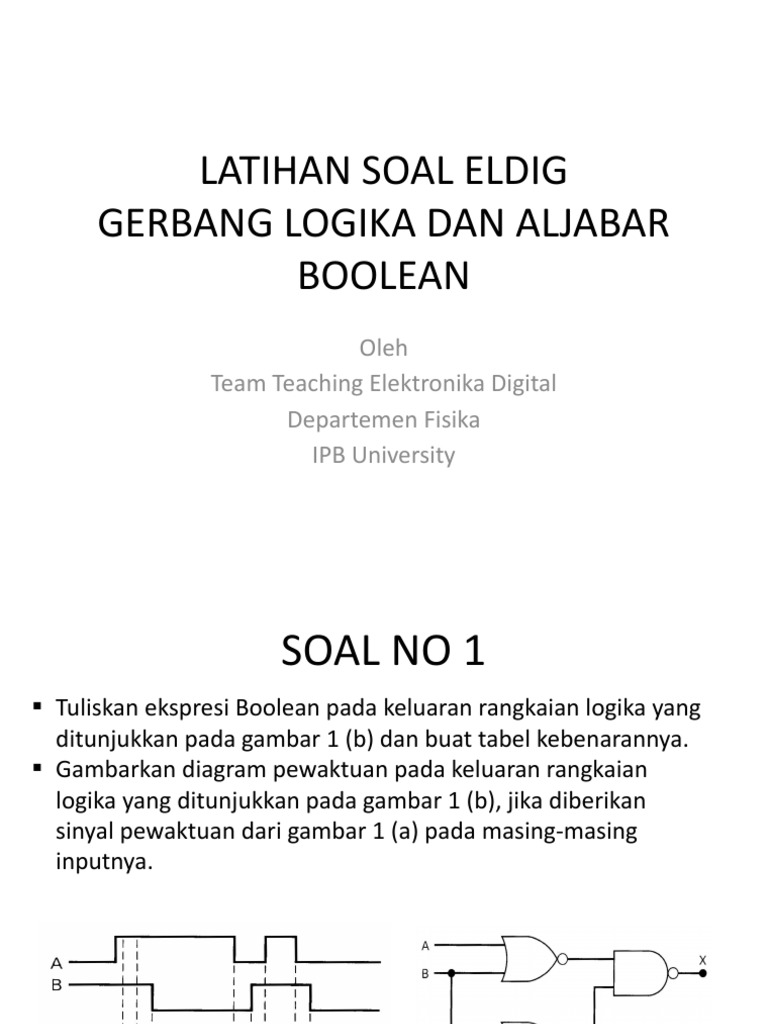 Latihan Soal Eldig Gerbang Logika Aljabar Boolean | PDF