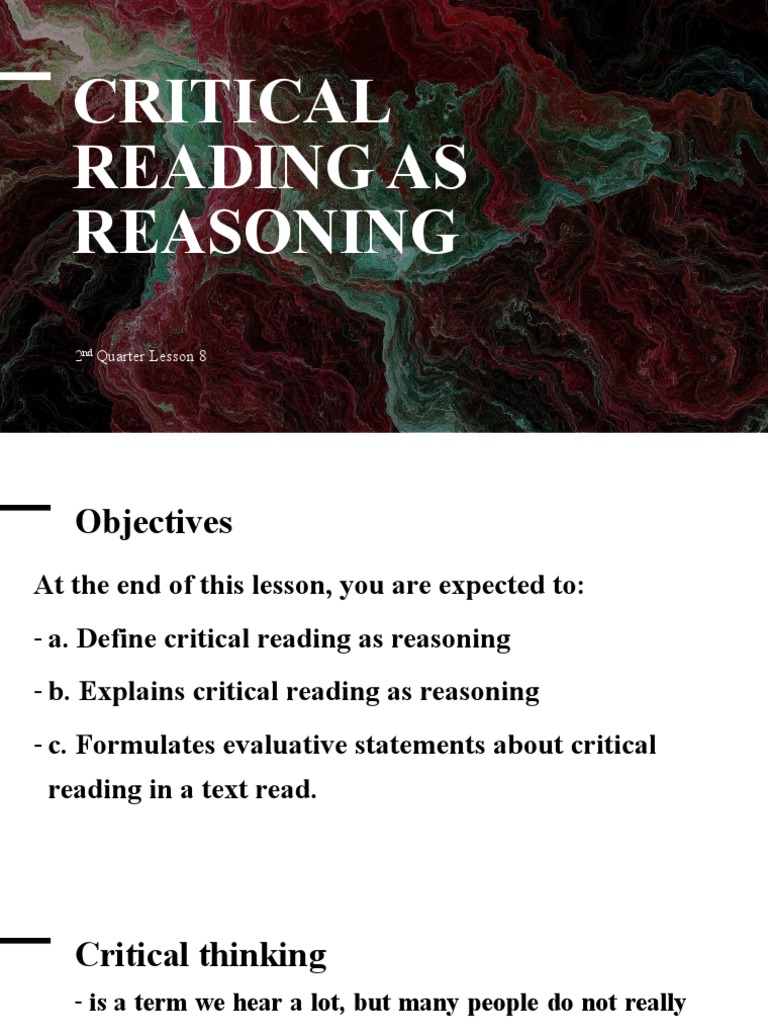 Critical Reading As Reasoning | PDF | Methodology | Reason