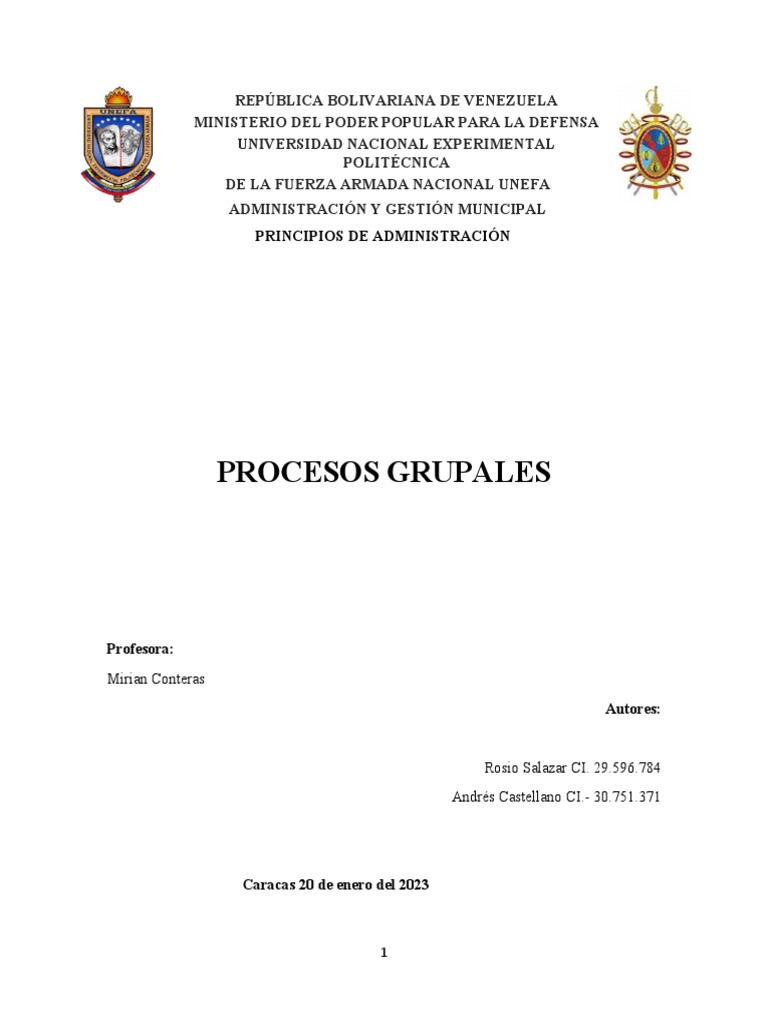 Procesos Grupales | Descargar gratis PDF | Liderazgo | Comportamiento