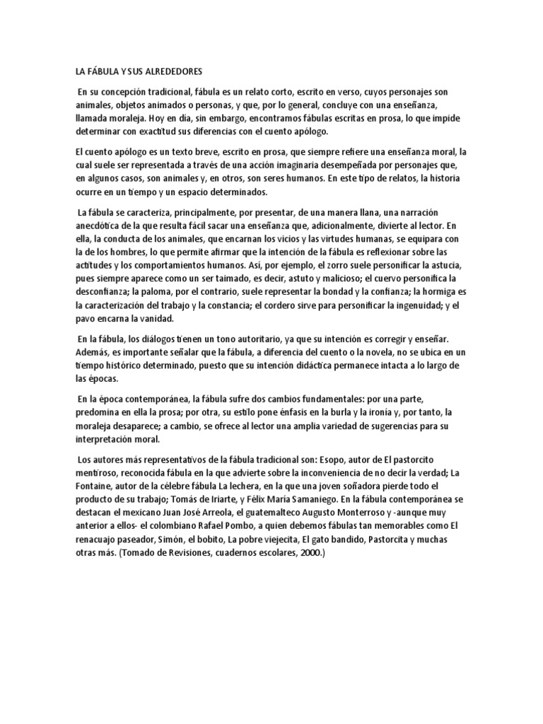 La Fábula y Sus Alrededores | PDF | Fábula | Cuentos