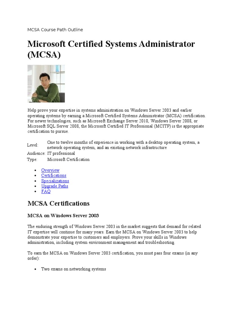 MCSA Course Path Outline | PDF | Comp Tia | Professional Certification