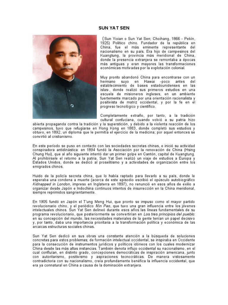 Sun Yat Sen: Fundador de la República China | PDF | Política