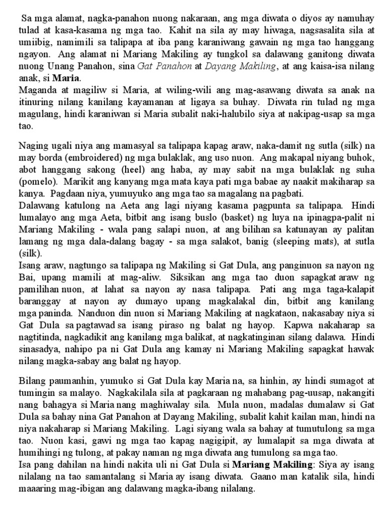 Ang Alamat Ni Mariang Makiling | PDF