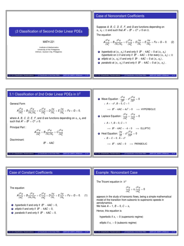 3 Classification Of 2nd Order Pdes Pdf Partial Differential