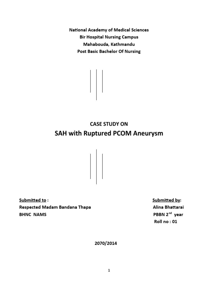 Case Study On Left PCOM Aneurysm | PDF