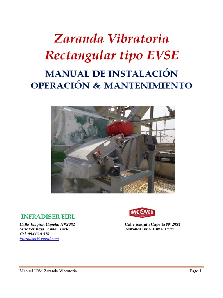 Manual Zaranda EVSE 60 - 2022 | PDF