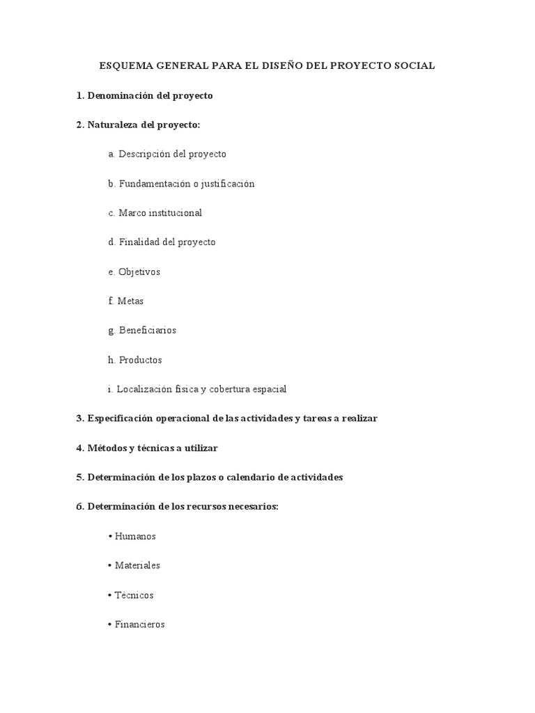 Esquema Proyecto Social | PDF