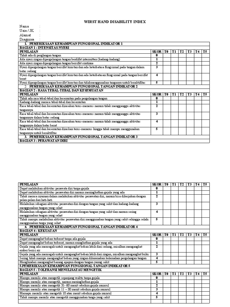 Wirst Hand Disability Index | PDF