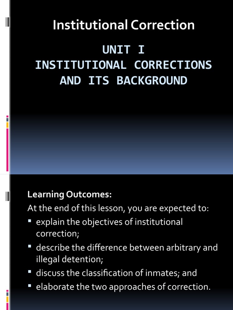 Insti. Corr. Unit 1 | PDF | Prison | Remand (Detention)