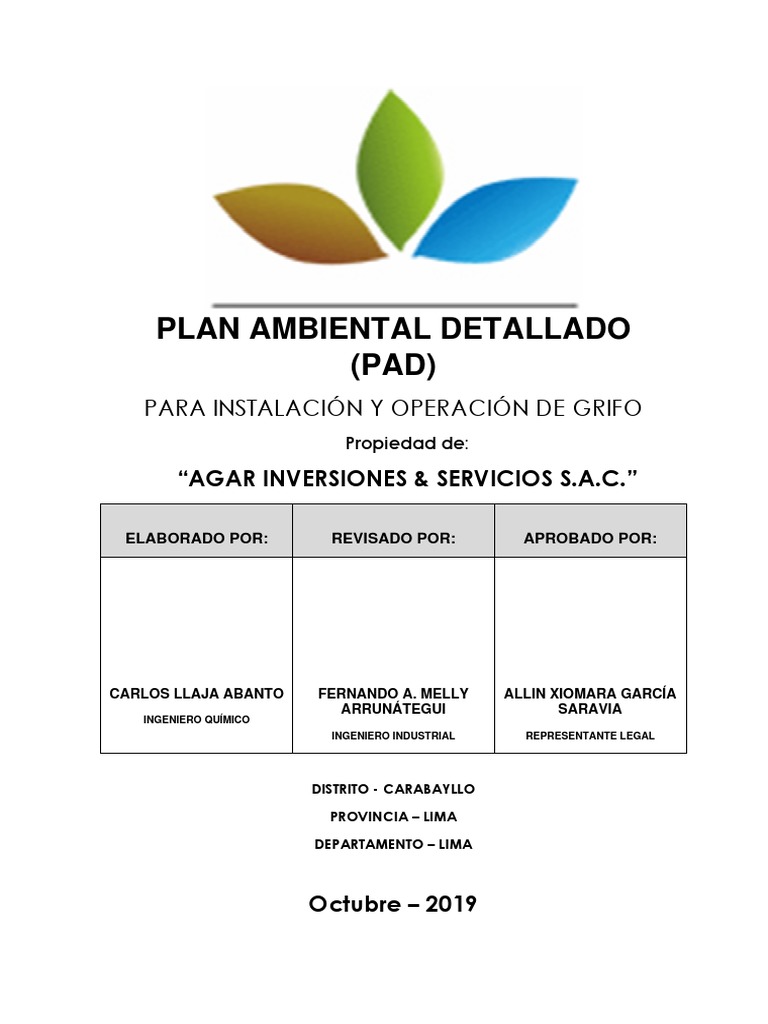 Plan Ambiental Detallado para Instalacion y Operacion de Grifo | PDF ...