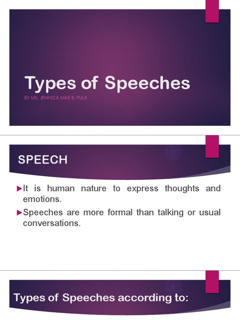 Types of Speeches and Style | PDF | Speech | Nonverbal Communication