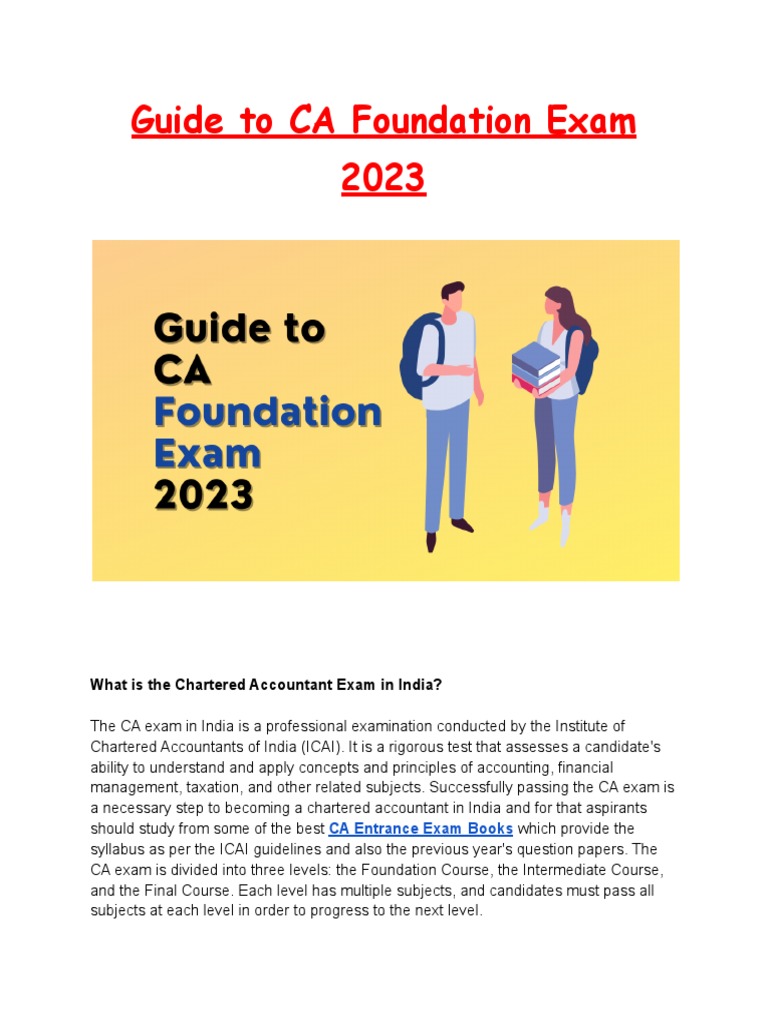 Guide To CA Foundation Exam 2023 | PDF | Accounting | Accountant