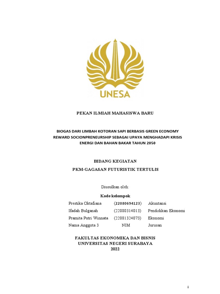 Template Proposal PKM-GFT Pimba 2022 | PDF