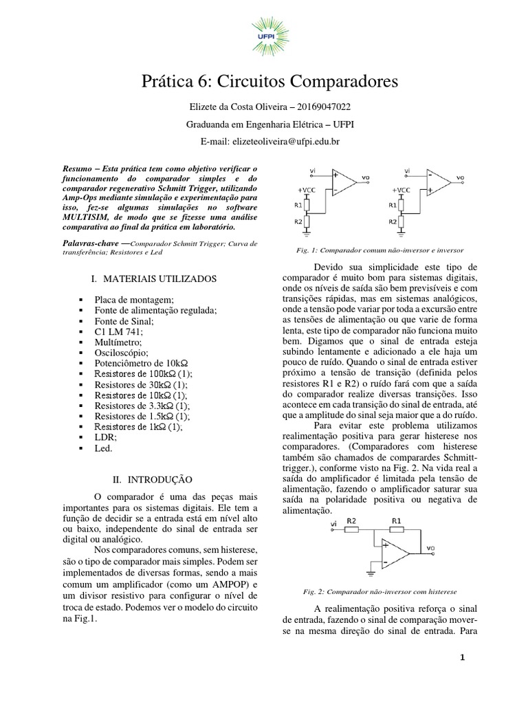 Lab de Eletrônica- 4º pratica | PDF | Amplificador operacional | Rede ...