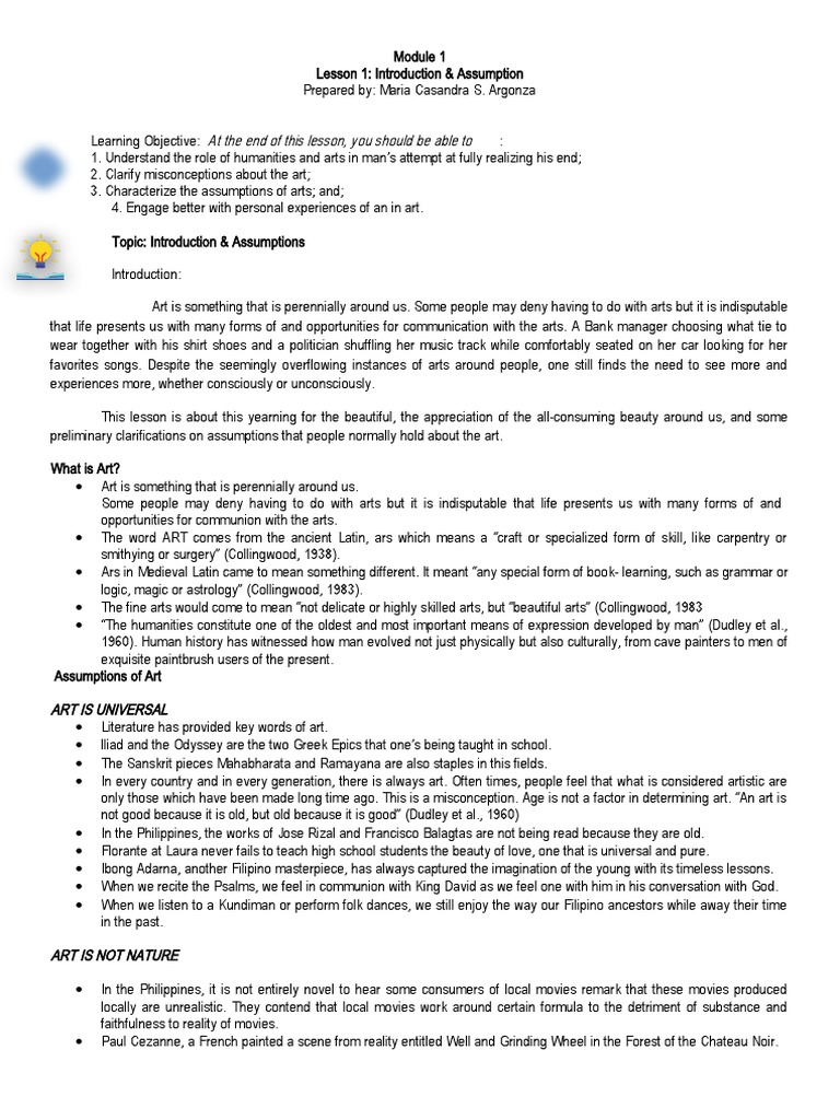 Art Appreciation Prelim Module | PDF | Composition (Visual Arts) | The Arts