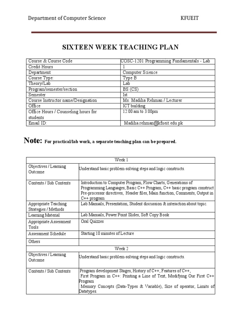 COSC-1201 Programming Fundamentals-Lab | PDF | Programming | Computer Program