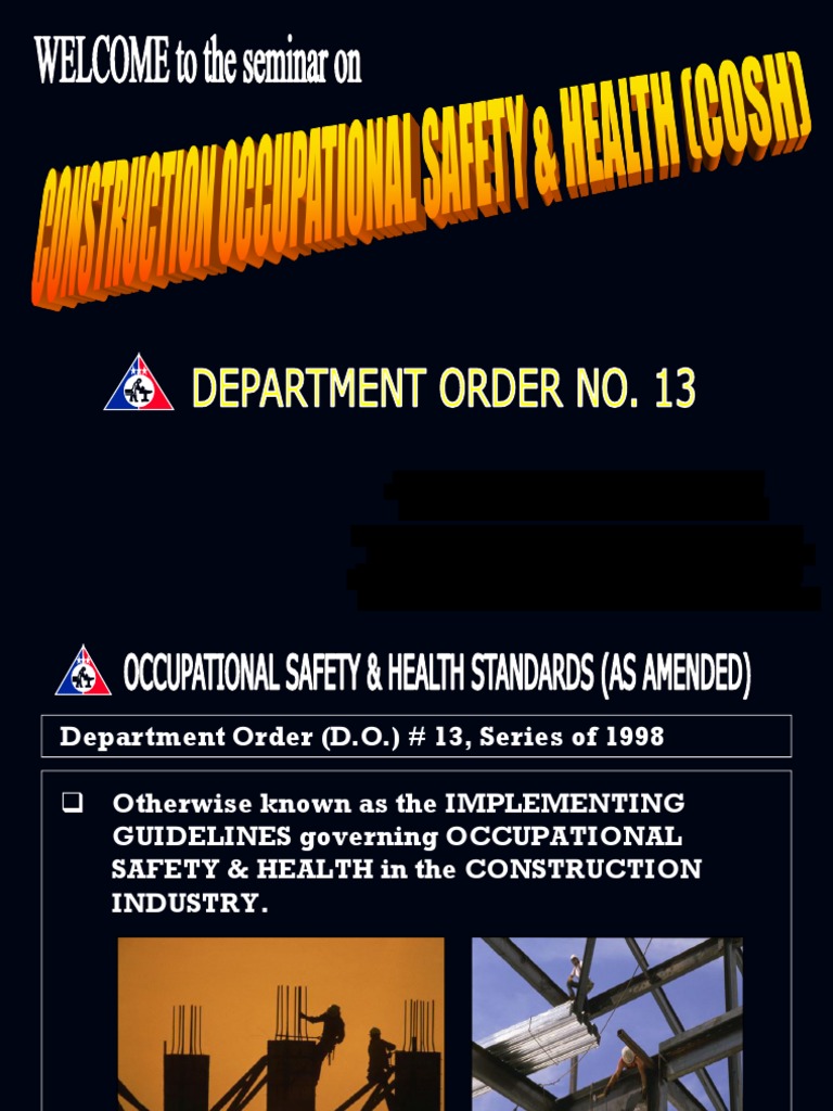 DO No. 13 | PDF | Occupational Safety And Health | Safety