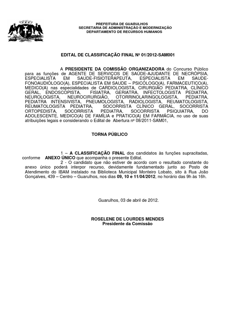 Edital Classificacao Cp 08 2011 Download Grátis Pdf Remédio