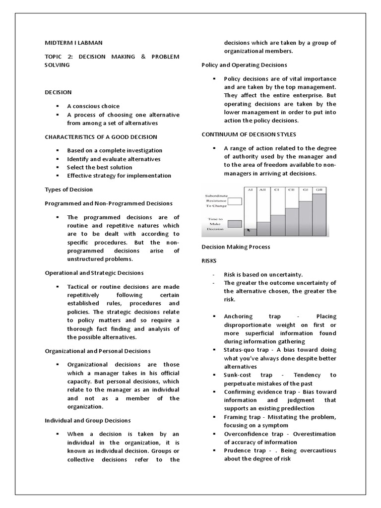 MIDTERM I LABMAN pt.2 | PDF | Decision Making | Risk