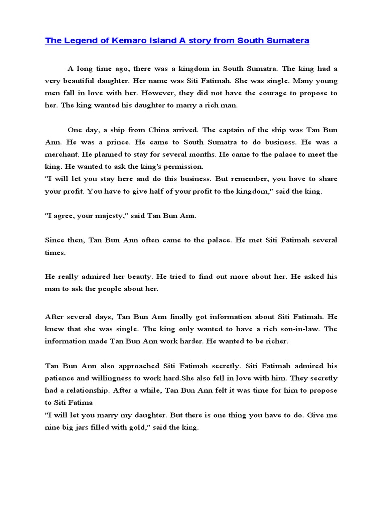 The Legend of Kemaro Island A Story From South Sumatera | PDF