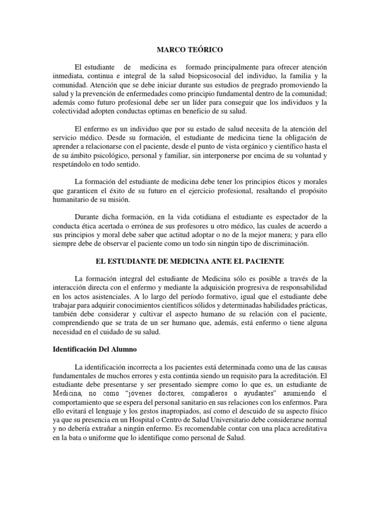 El marco ético del estudiante de medicina en su relación con el paciente | PDF | Medicina | Maestros