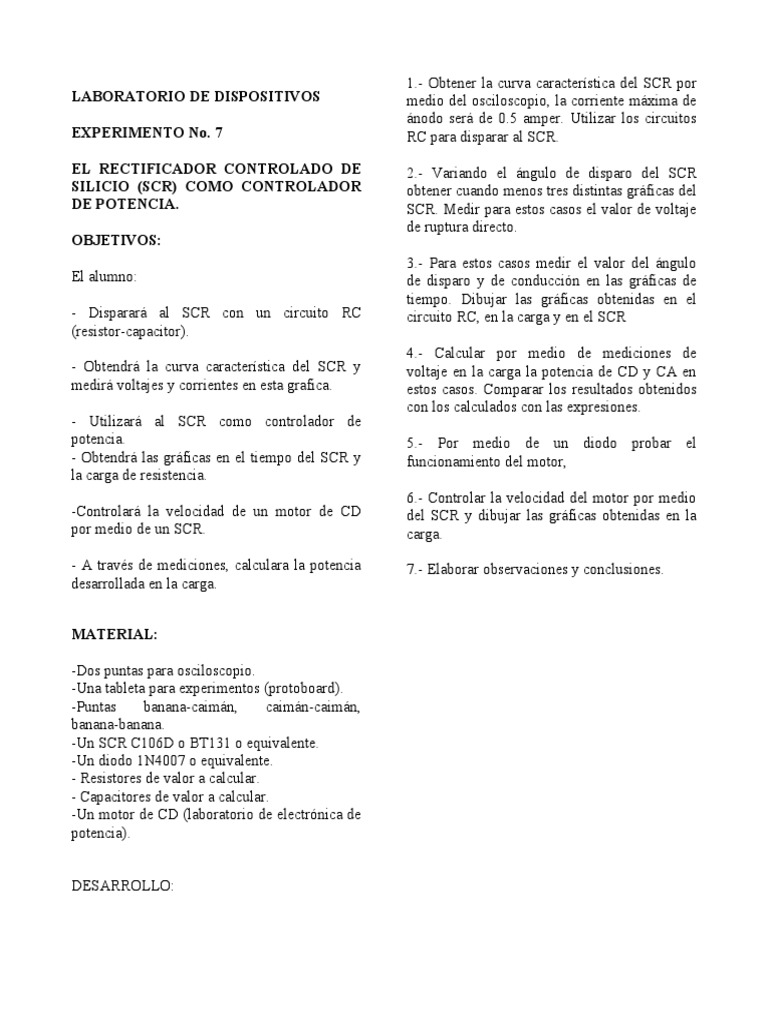Prac7 SCR y Motor | PDF