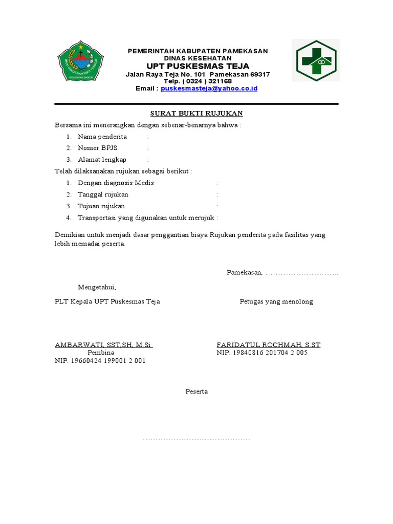 Surat Bukti Rujukan Bpjs | PDF