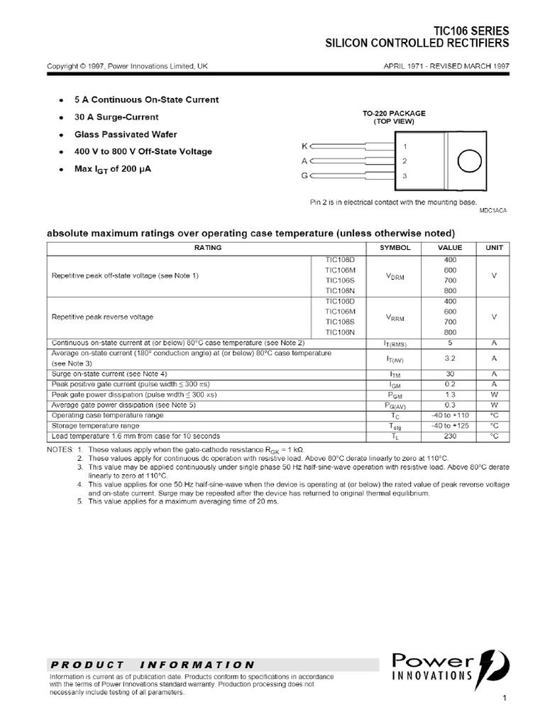 TIC106D PDF, TIC106D Descripción Electrónicos, TIC106D Datasheet, TIC106D View - ALLDATASHEET | PDF
