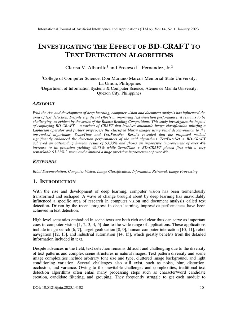 Investigating The Effect of Bd-Craft To Text Detection Algorithms | PDF ...
