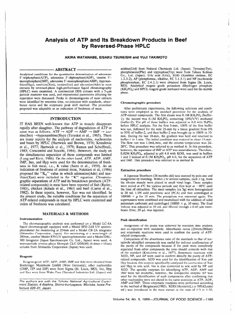 HPLC Analysis of ATP in Beef Meat | PDF | High Performance Liquid ...