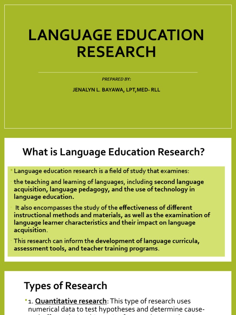 Language Education Research Overview | PDF | Statistics | Qualitative ...
