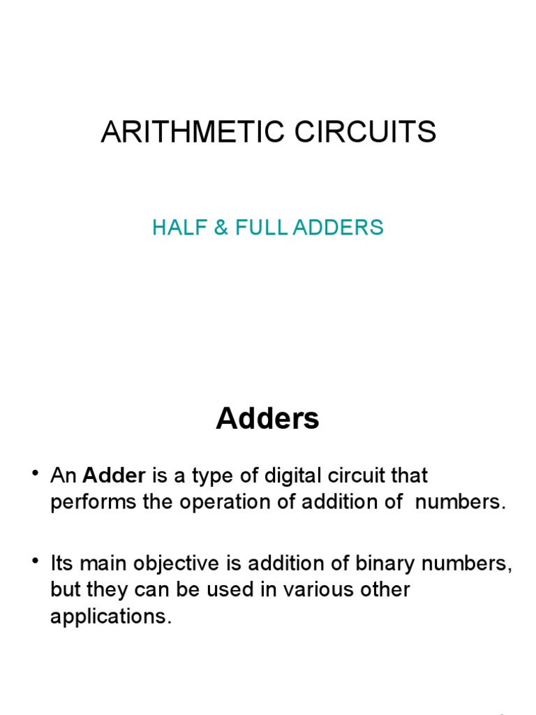 Half Full Adders Download Free Pdf Electronic Engineering Computing