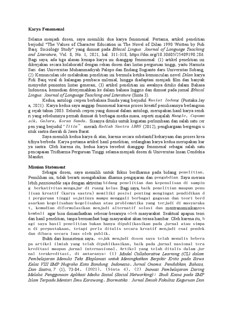 1 - Karya Fenomenal Dan Mision Statmen | PDF