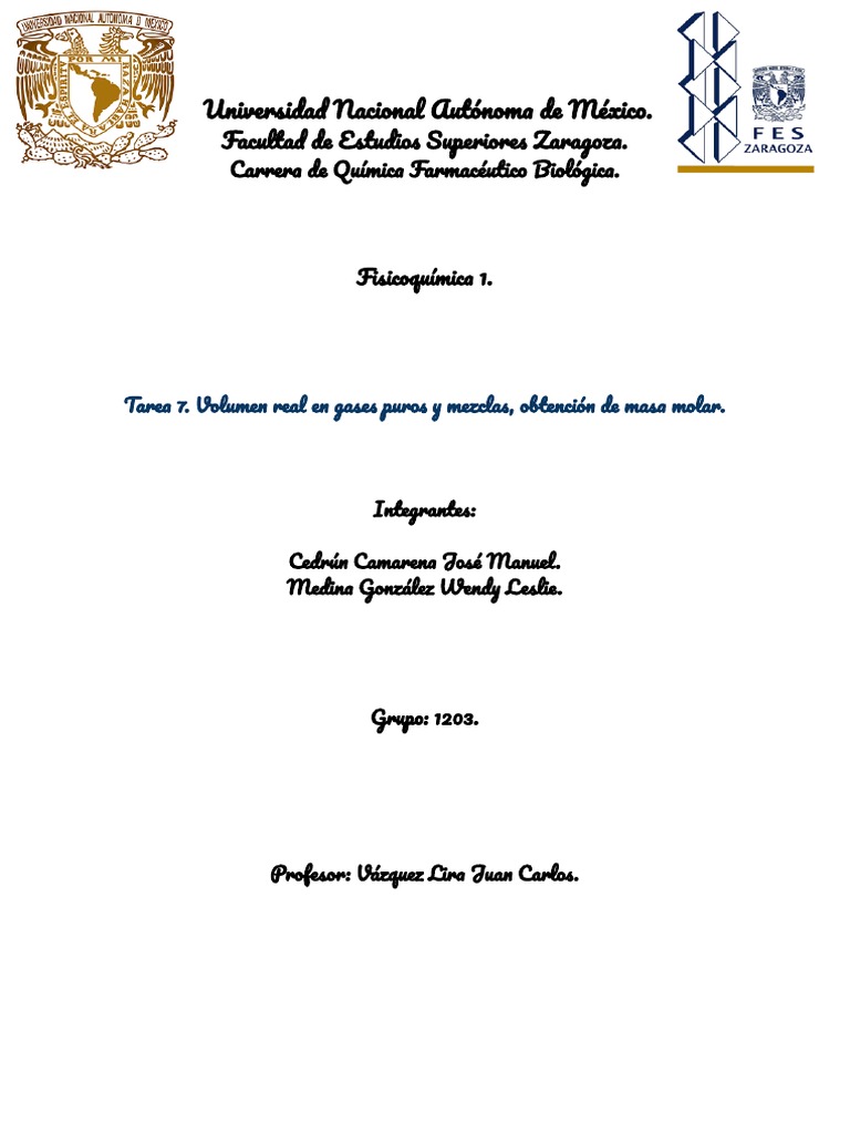 Tarea 7 FQ | PDF | Gases | Presión